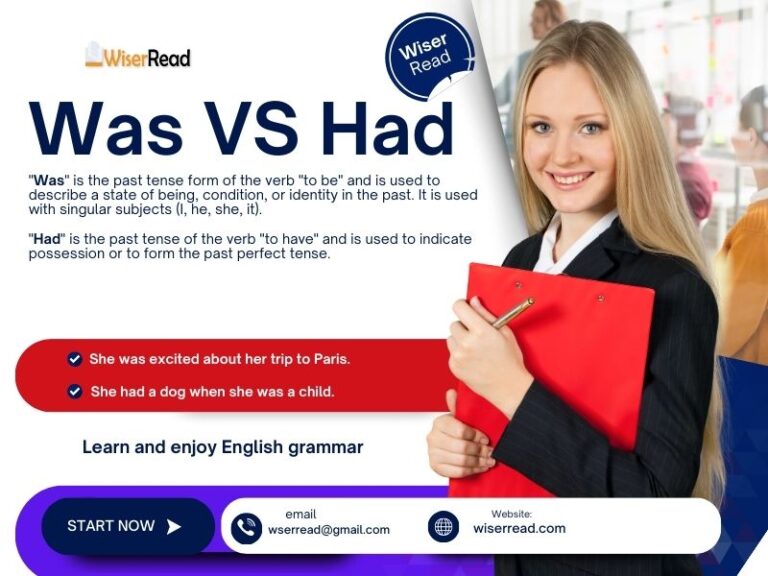 Was VS Had | Difference Between Was and Had